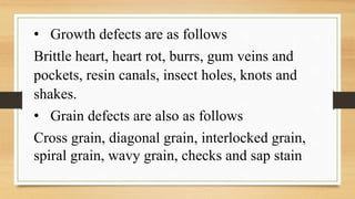 Defects in timber | PPTX