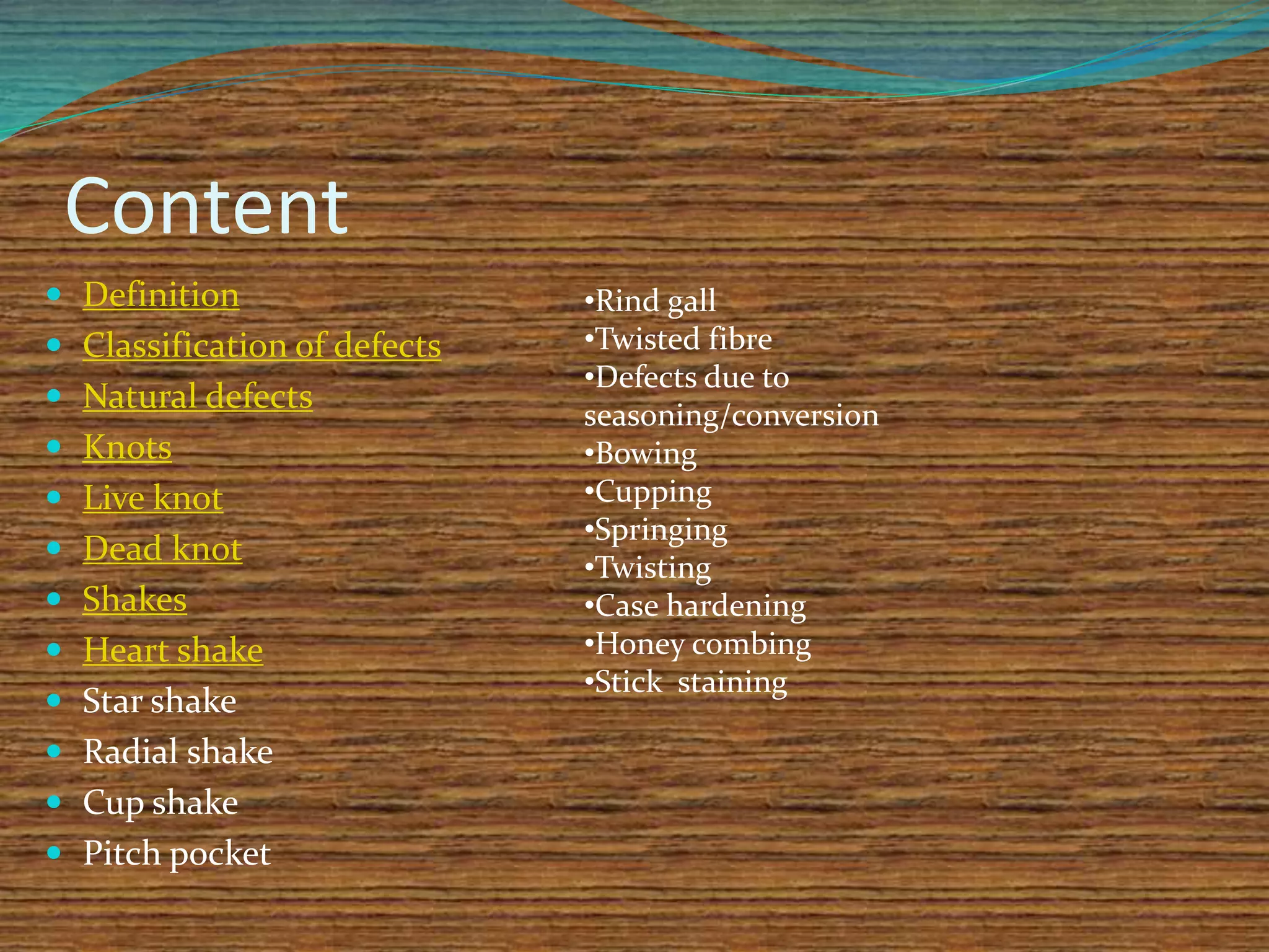 Defects in timber | PPTX