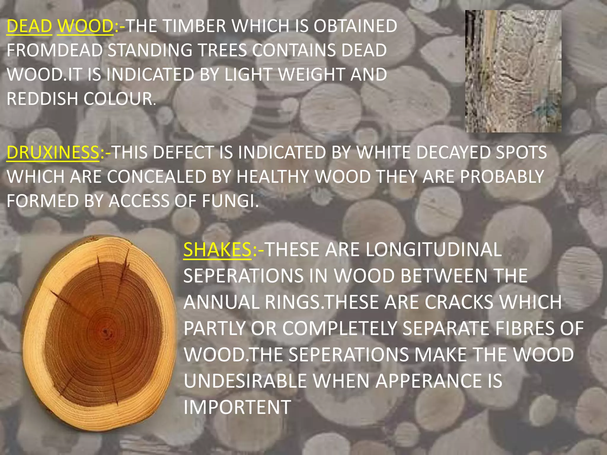 Defects in timber | PPTX