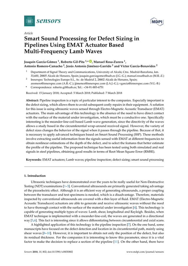 Smart Sound Processing for Defect Sizing in Pipelines Using EMAT Actuator Based Multi-Frequency ...
