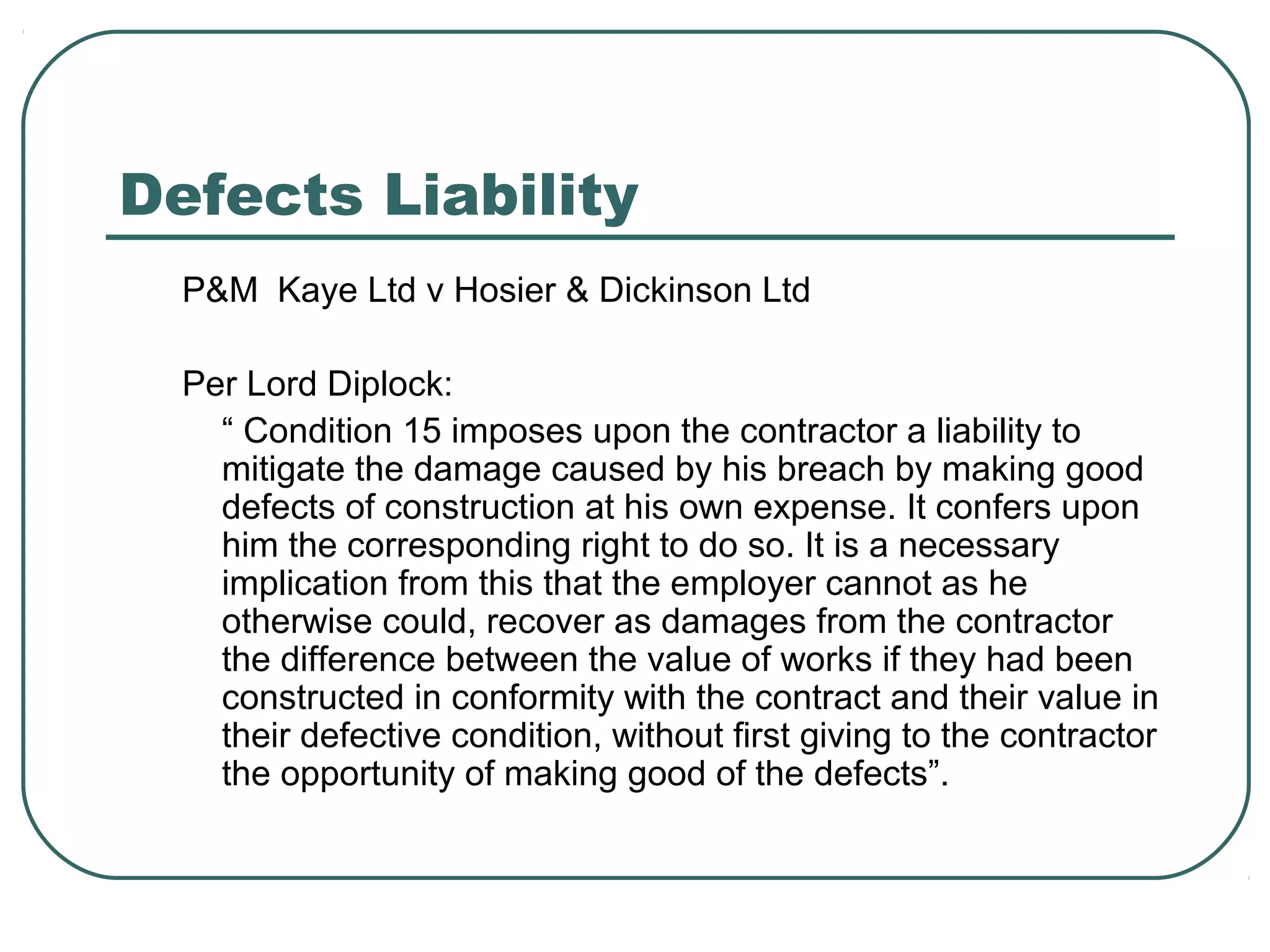Defects liability | PPT