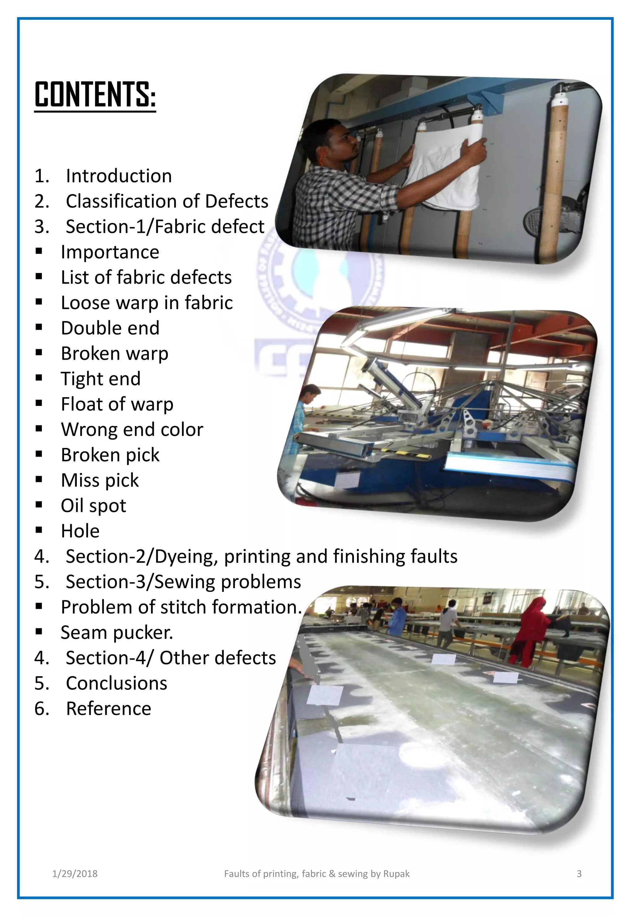 Defects of garment(print, fabric & sewing) | PDF