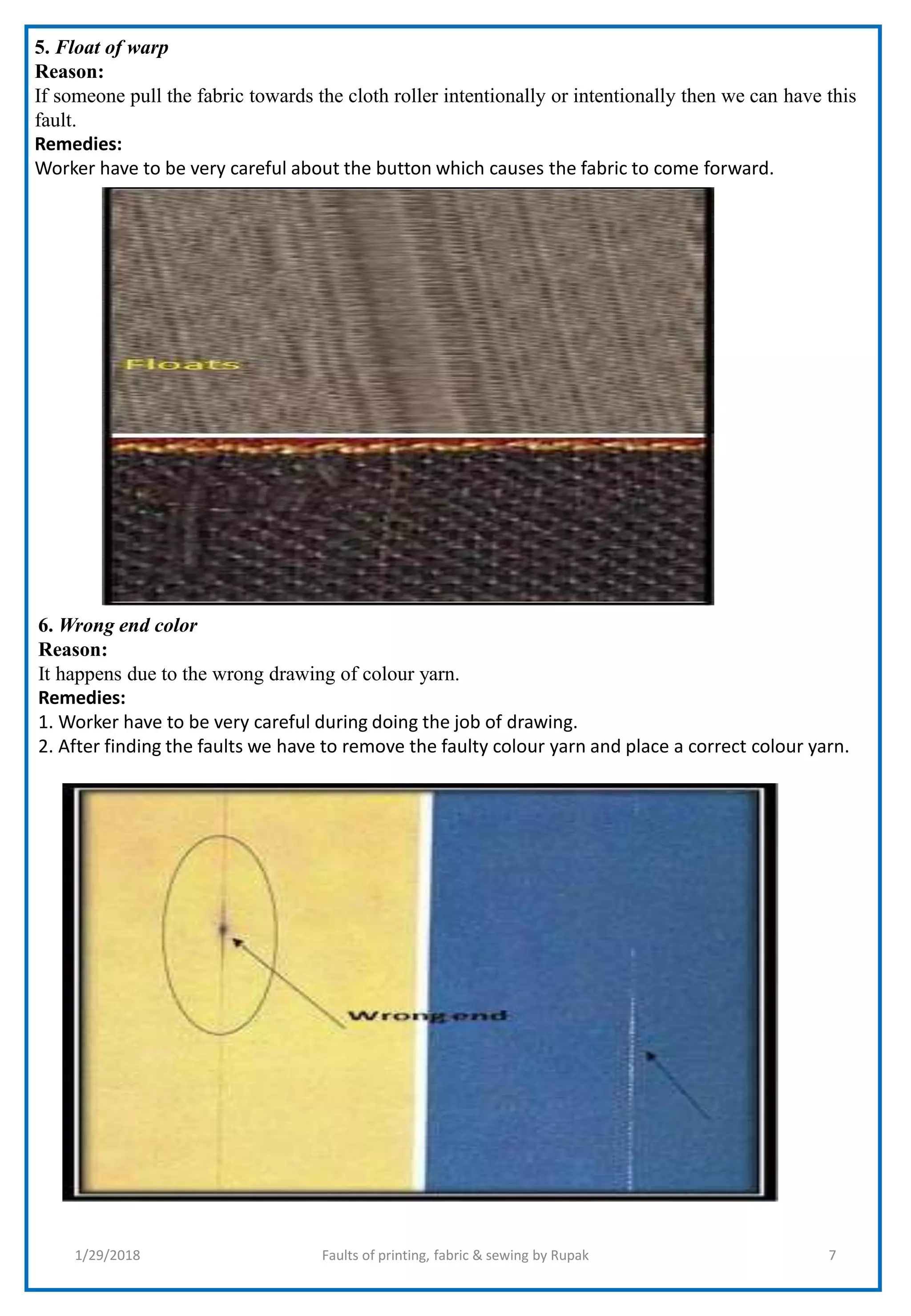 Defects of garment(print, fabric & sewing) | PDF