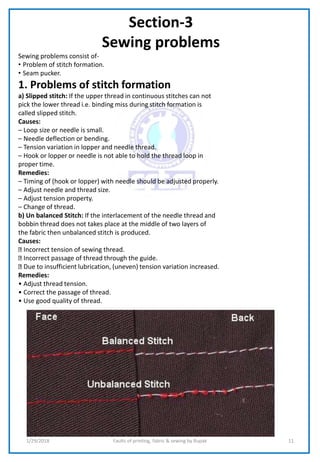 Defects of garment(print, fabric & sewing) | PDF