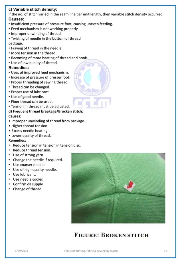 Defects of garment(print, fabric & sewing) | PDF