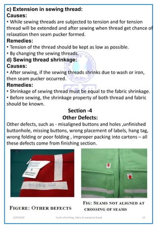 Defects of garment(print, fabric & sewing) | PDF