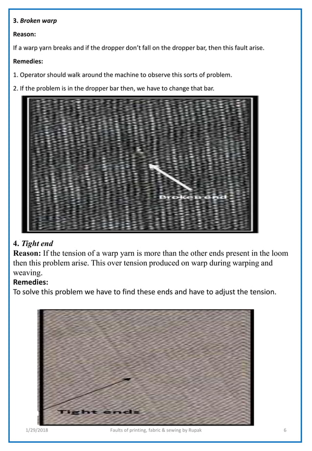 Defects of garment(print, fabric & sewing) | PDF
