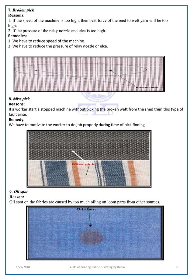 Defects of garment(print, fabric & sewing) | PDF