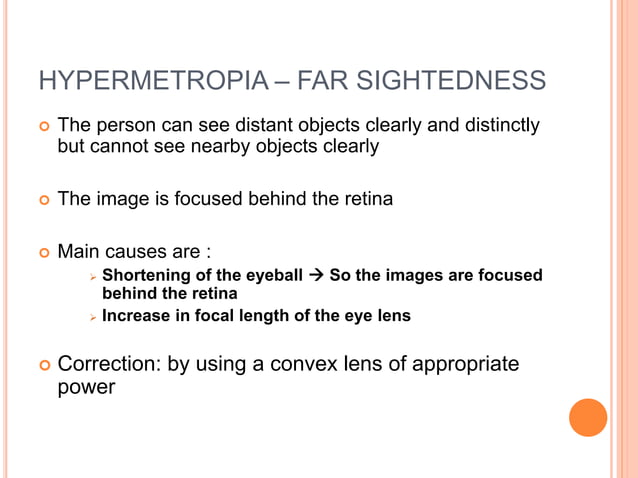 Defects of vision | PPTX | Eye and Vision Conditions | Diseases and ...