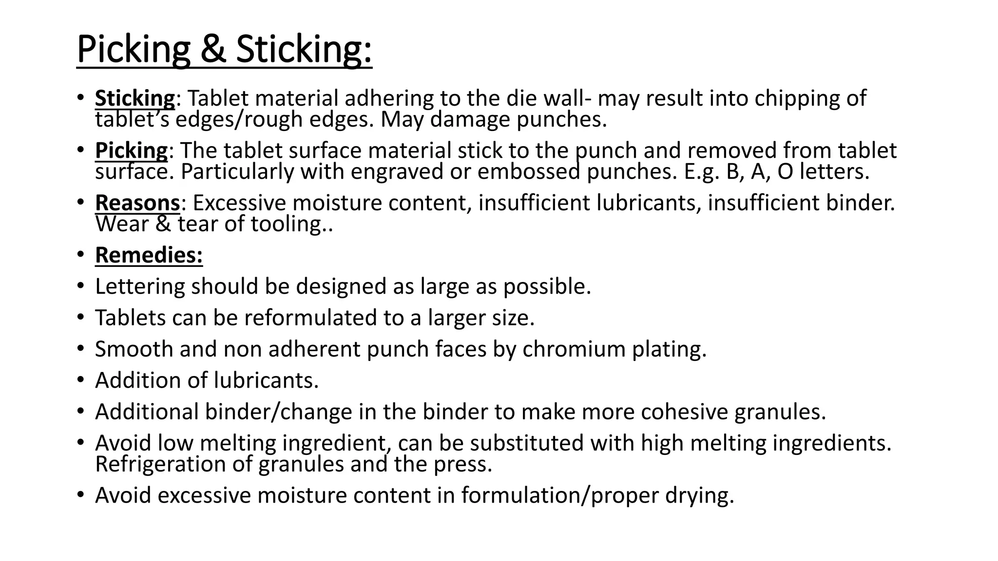 Defects or processing problems in tablet dosage form. | PPTX