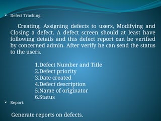 DEFECT TRACKING SYSTEM USING JAVA PROJECT.pptx | Free Download