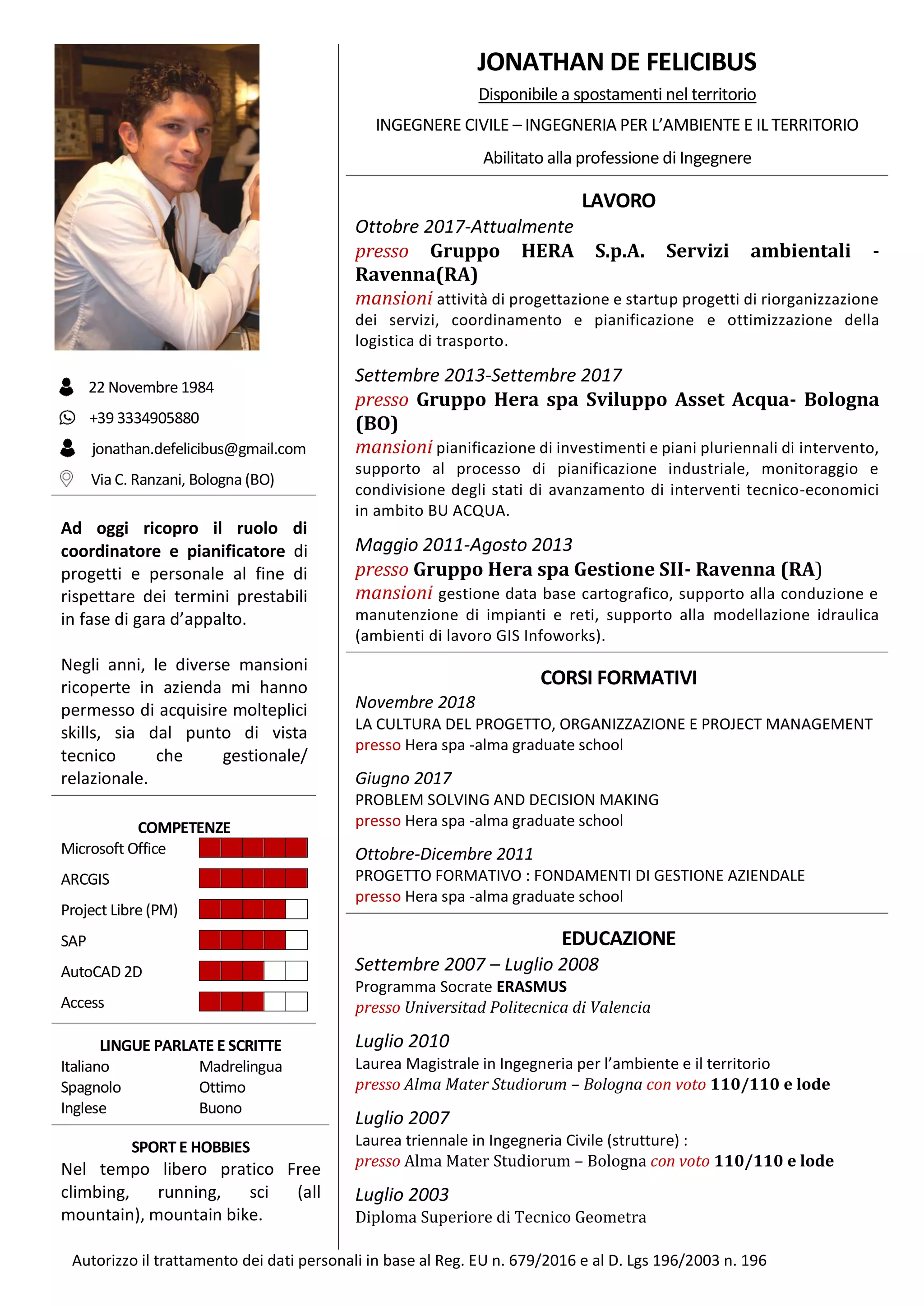 Jonathan De Felicibus CV | PDF