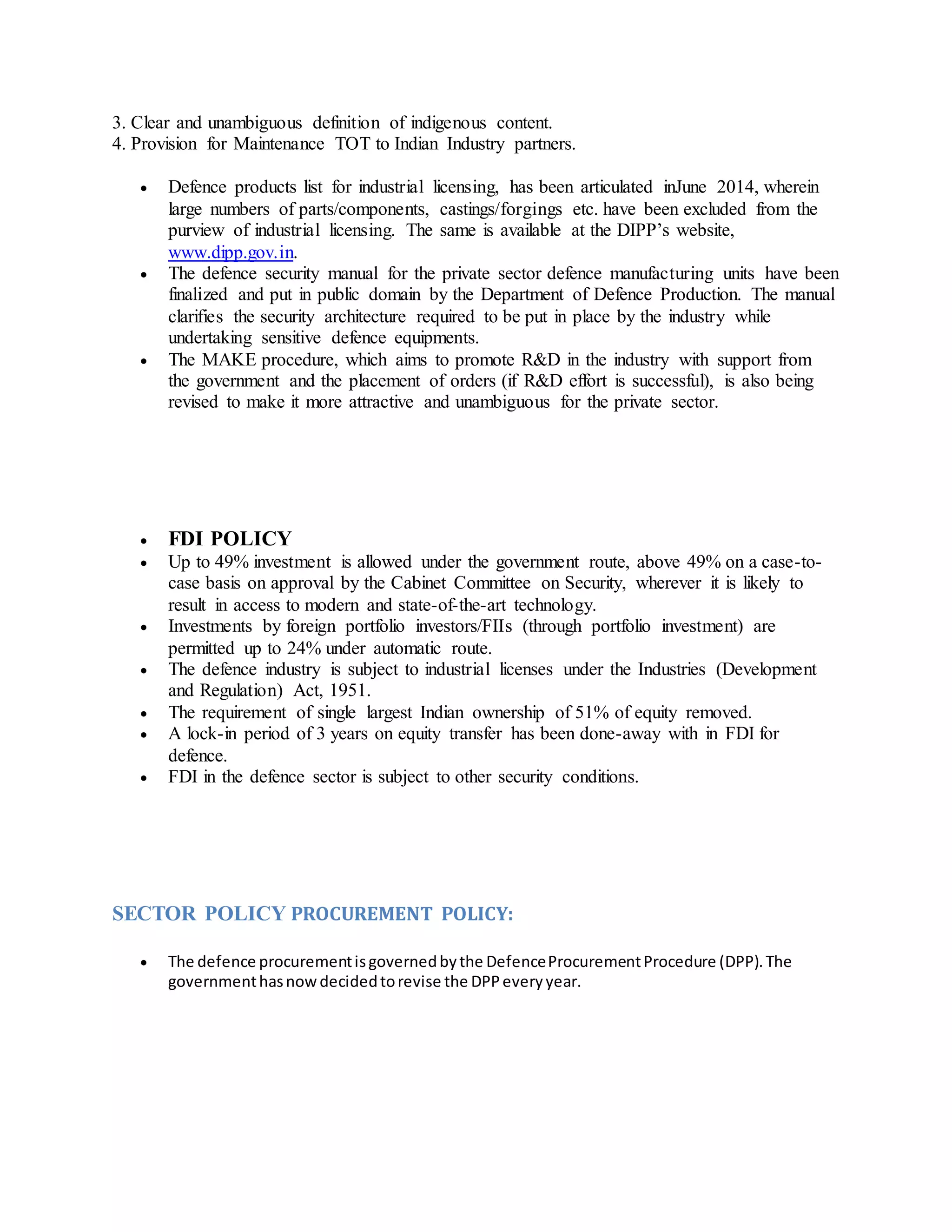 Defence manufaturing in India | DOCX