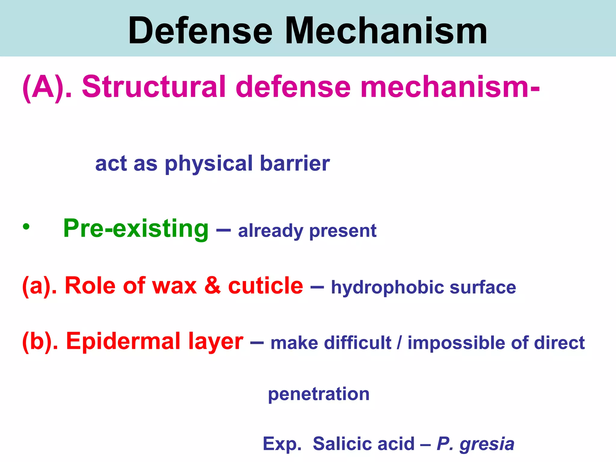 Defence mecanism in plants | PPT