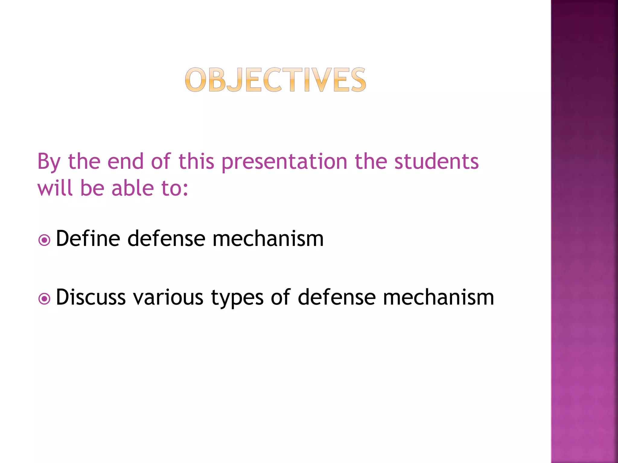 Defence mechanism | PPT
