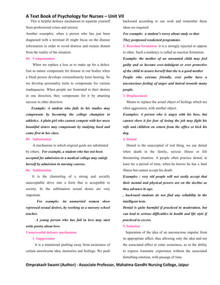 Defence Mechanism(Mental Mechanism) | PDF