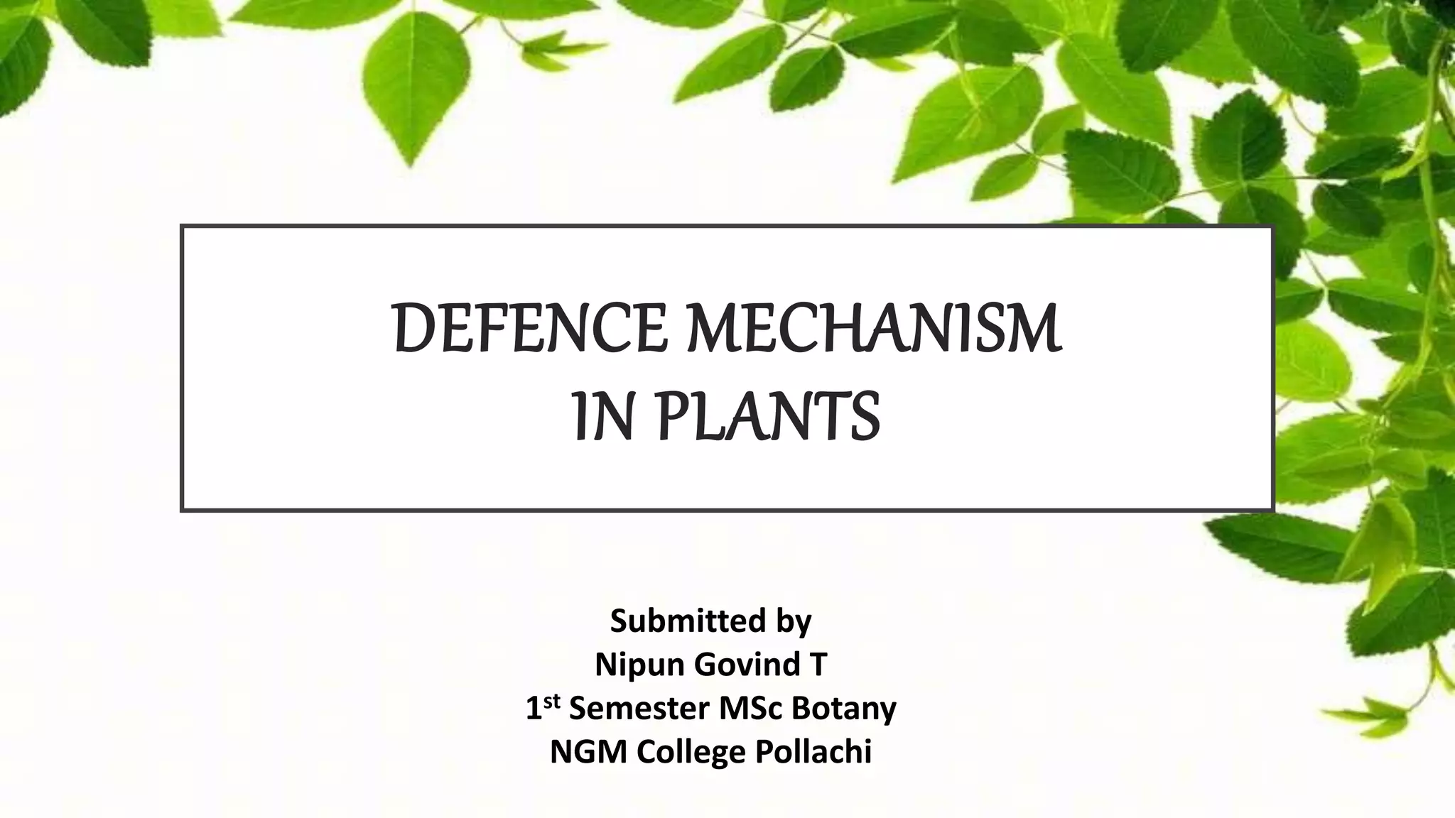 Defence mechanism in plants | PPTX