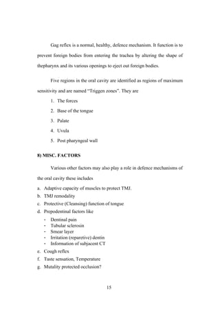 Defence mechanism of oral cavity | PDF
