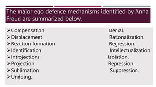 defence mechanism PPT/ego defence mechanism/psychology/mental mechanism | PPTX
