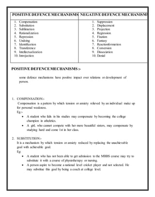 Defence mechnism | DOCX
