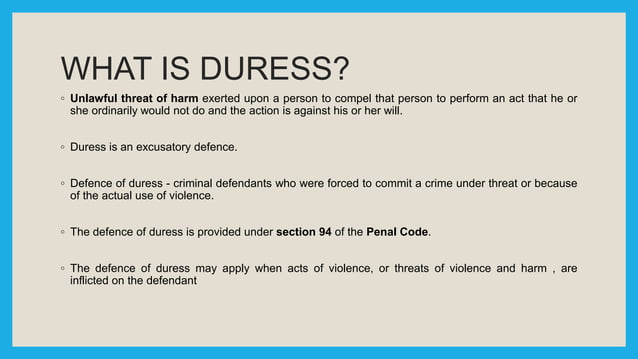 Defence of duress | PPTX