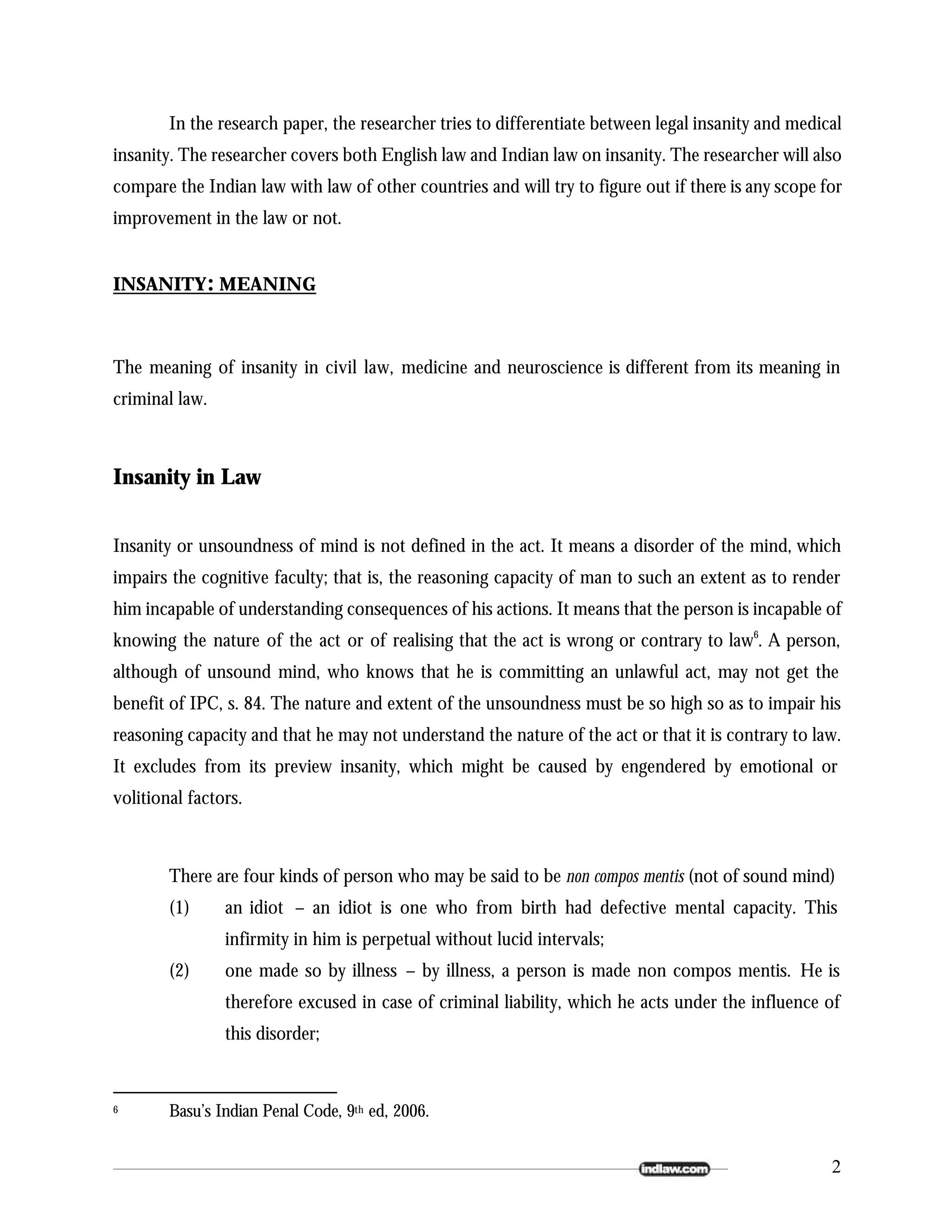Defence of insanity | PDF