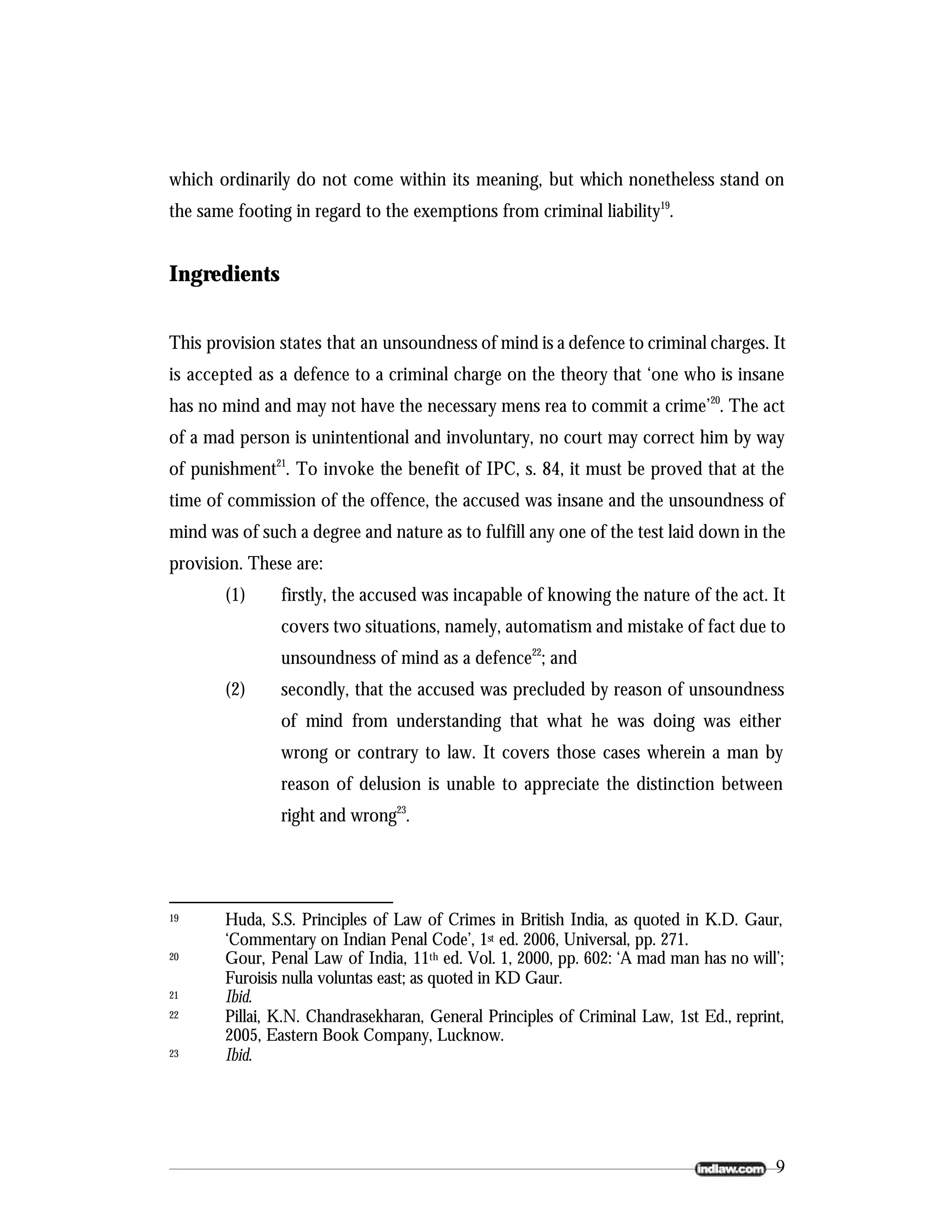 Defence of insanity | PDF