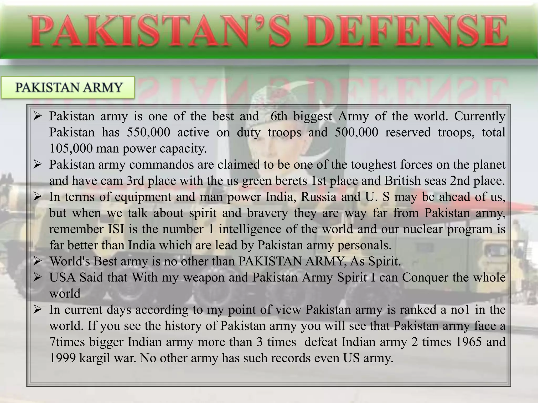 Defence of pakistan | PPTX