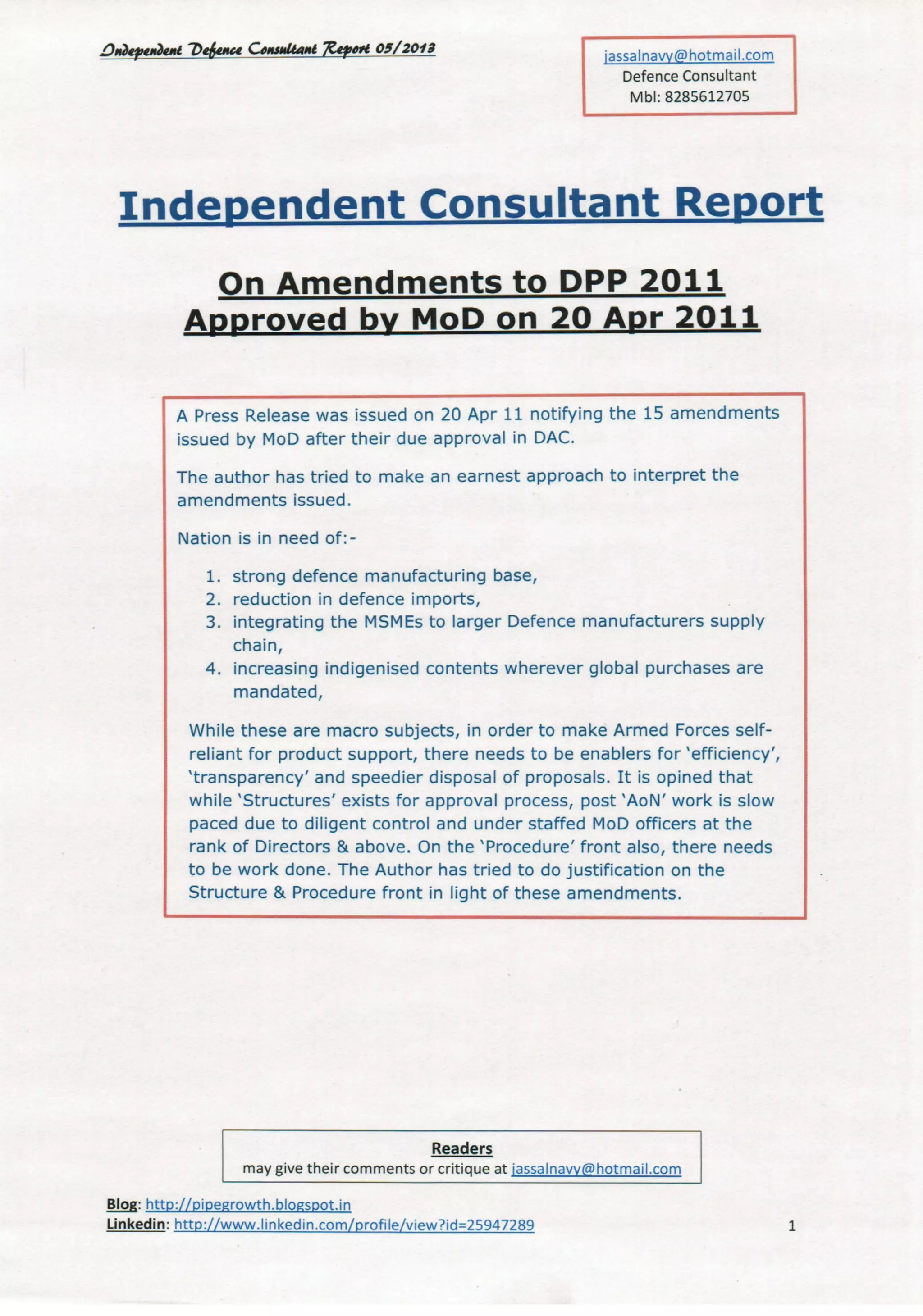 Defence procurement india dpp 11 amendment | PDF