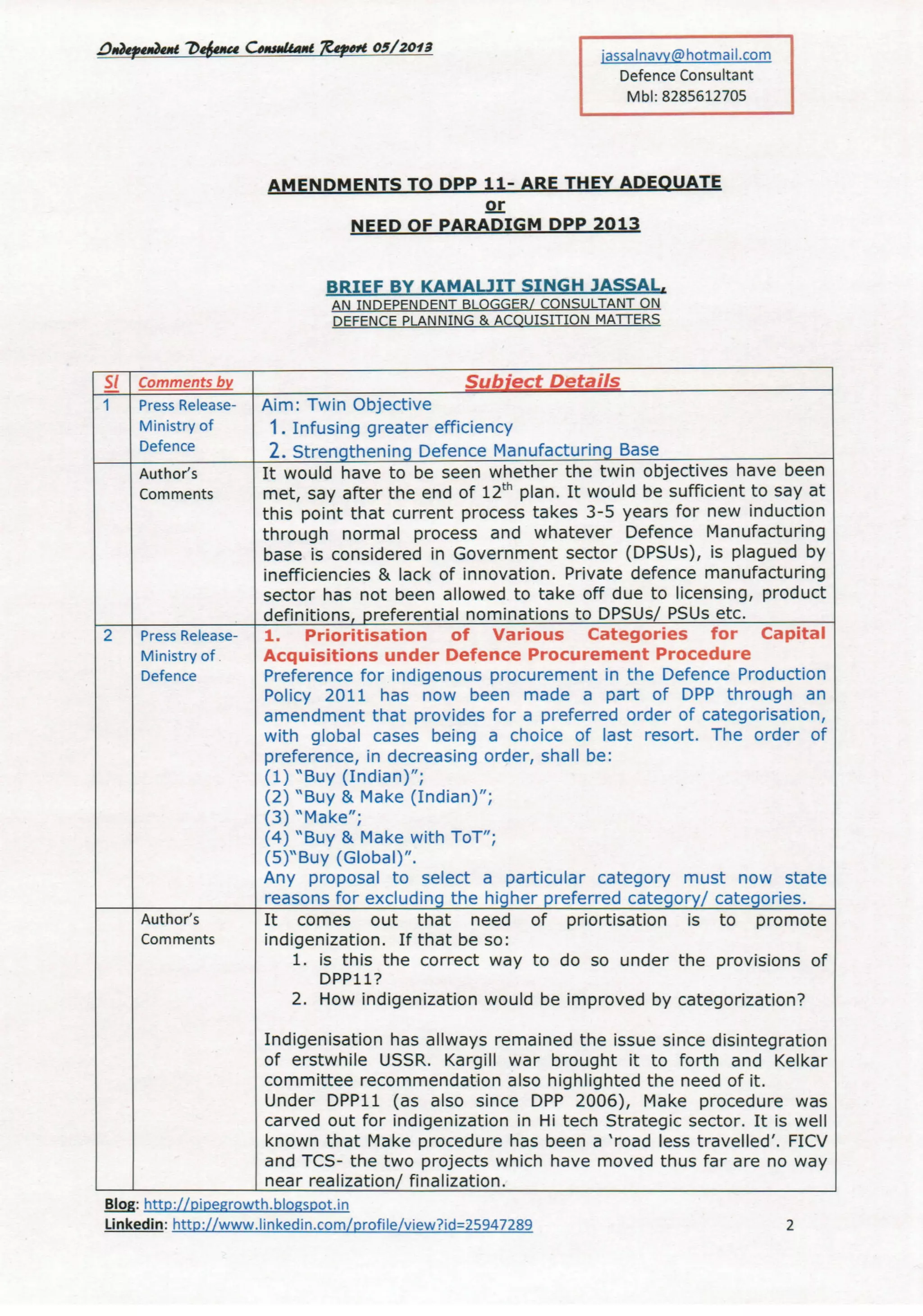 Defence procurement india dpp 11 amendment | PDF