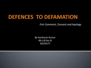 Defences to defamation ppt | PPT