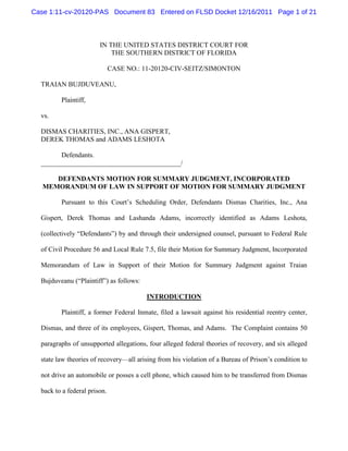 Defendants motion for summary judgment, incorporated memorandum of law ...