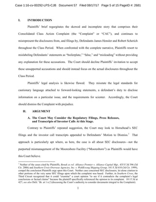 Horsehead Defendants Reply Brief | PDF