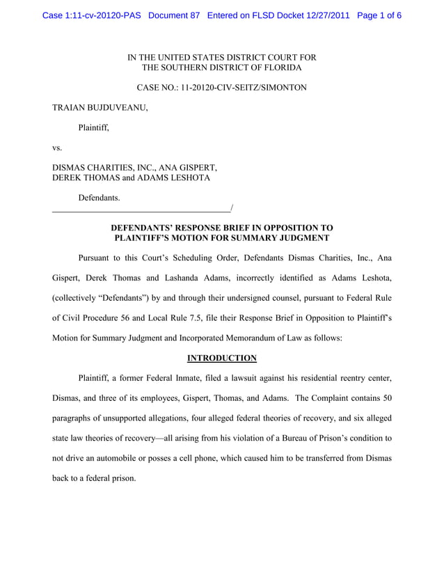 Defendants’ response brief in opposition to plaintiff’s motion for summary judgment | PDF
