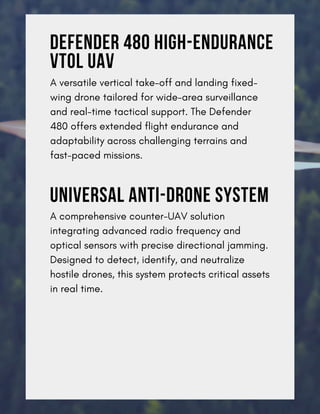 Defender Drones: Advanced UAV Solutions for Tactical Superiority | PDF