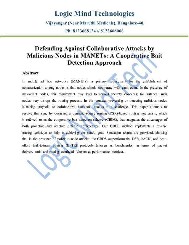 Defending Against Collaborative Attacks By Malicious Nodes In Mane Ts A