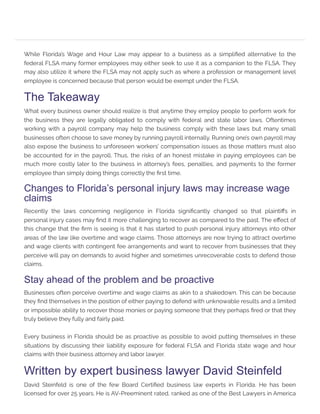Defending federal overtime or Florida wage and hour claims by business ...