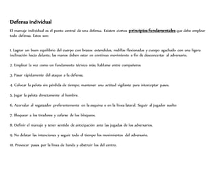 Posiciones y Defensa Individual en el Baloncesto. | DOCX