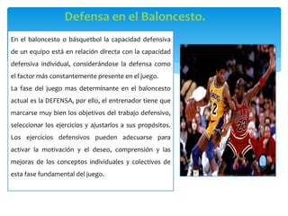 Defensa en el Baloncesto, de Elvir Peraza. | PPTX