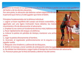 Defensa en el Baloncesto, de Elvir Peraza. | PPTX