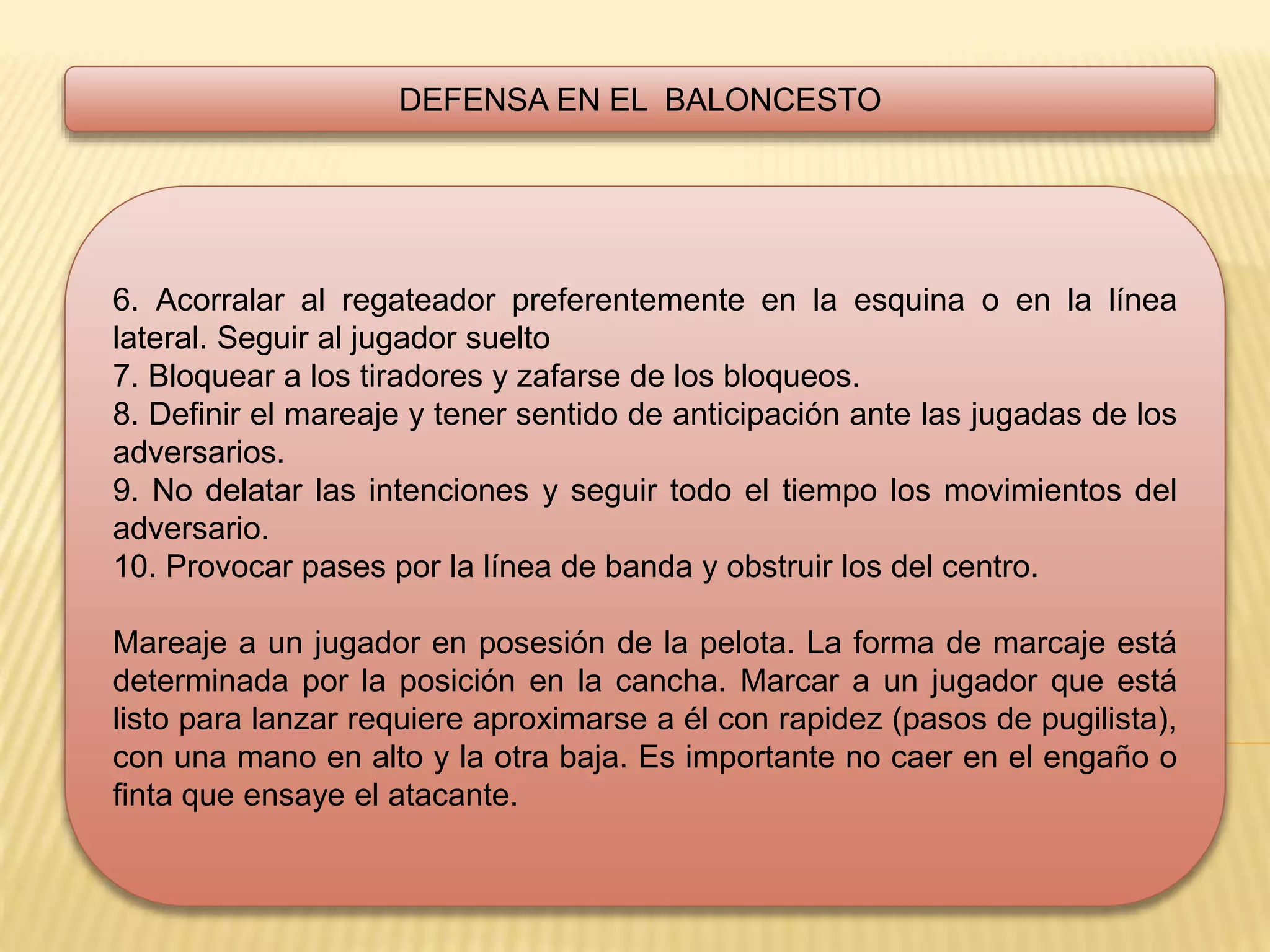 Defensa en el baloncesto | PPT
