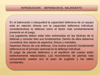 Defensa en el baloncesto | PPTX