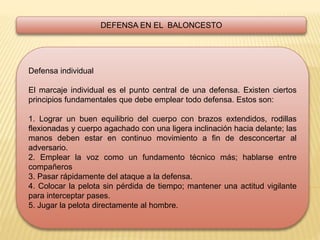 Defensa en el baloncesto | PPTX