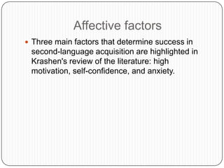Defensa the importance of the affective filter in second | PPTX