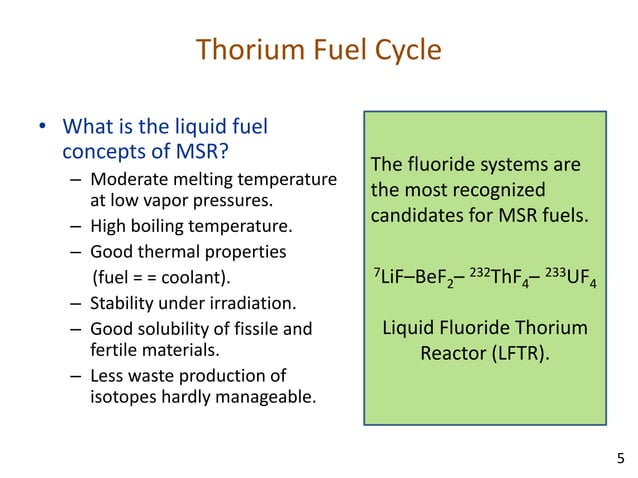 IMPACT OF THORIUM BASED MOLTEN SALT REACTOR ON THE CLOSURE OF THE ...
