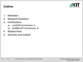 Linked Data Entity Summarization (PhD defense) | PPTX | Databases | Computer Software and ...