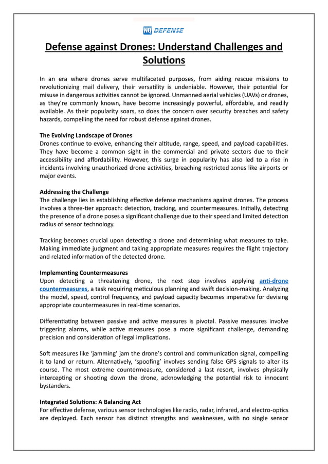 Defense against Drones- Understand Challenges and Solutions.pdf