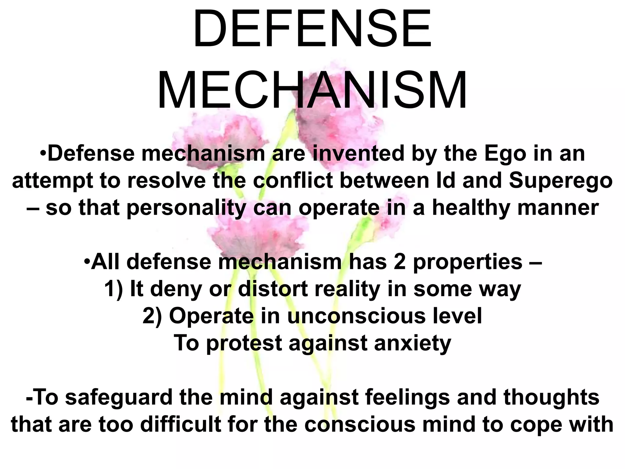 Types of defense mechanism (Sigmund Freud) | PPTX