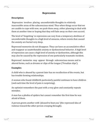 Defense mechanisms & Examples and Discussion and how it works | PDF ...