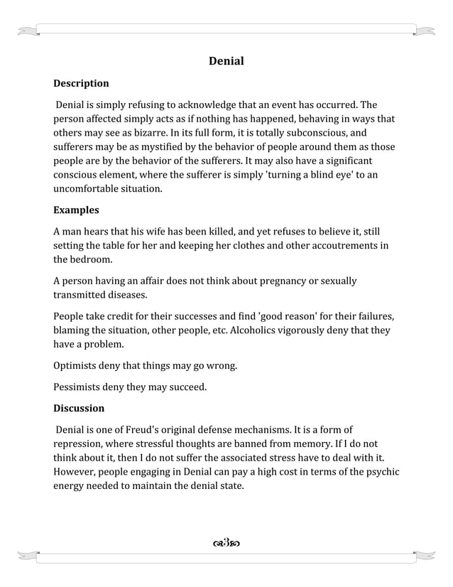 Defense mechanisms & Examples and Discussion and how it works | PDF ...